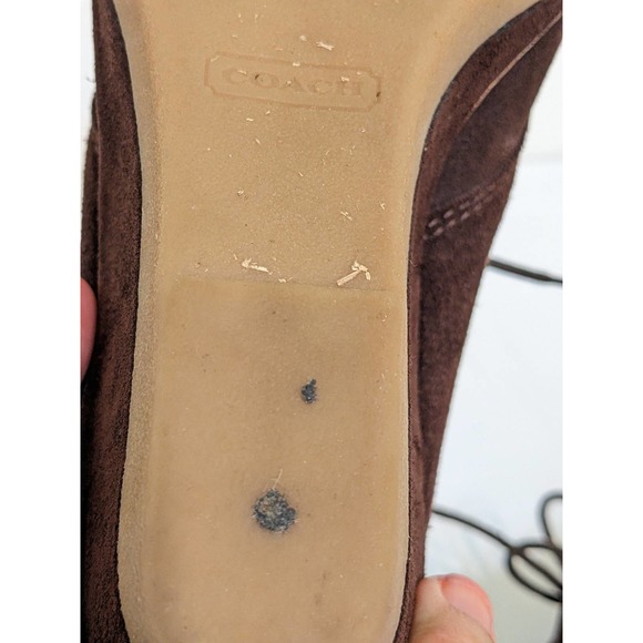 Coach | Shoes | Coach Brown Suede Leather Cassy Lace Up Wedge Booties ...